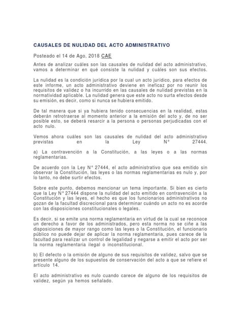 Causales De Nulidad Del Acto Administrativo Pdf Instrumento