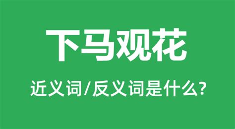 下马观花的近义词和反义词是什么下马观花是什么意思学习力