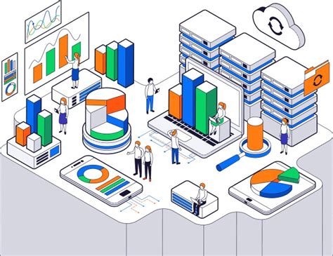 Big Data Science Analysis Isometric Concept Vector Image