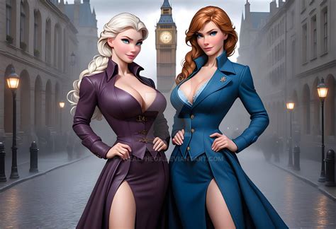 Mystery In London Elsa And Anna By Thealphega On Deviantart