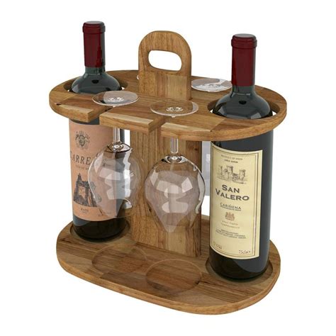 Rustic Wood Wine Rack Stand 2 Bottle Holder