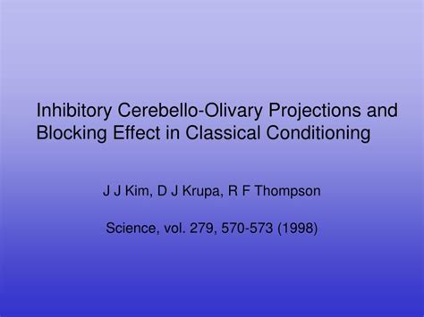 Ppt Inhibitory Cerebello Olivary Projections And Blocking Effect In