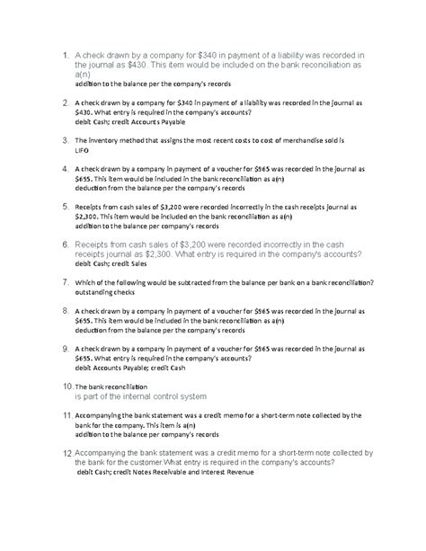 Acct Test 2 Lecture Notes For Intro To Accounting With Francis Test Preparation 1 A Check