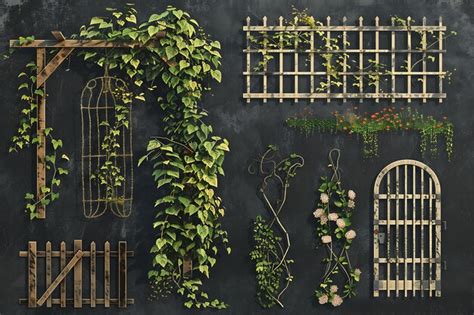 Premium Photo Set Of Industrial Style Trellises Pixel Art With