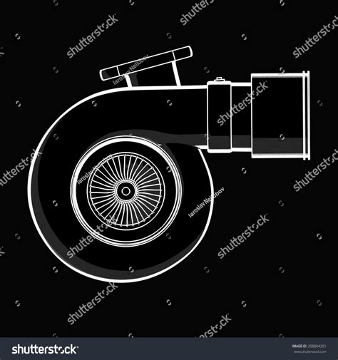 Turbocharger Black Cartoon Illustration Outline High Stock Illustration 208804351 Shutterstock