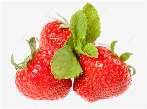 Strawberry With Green Leaf Objects Freshness Red Berry Png