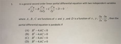 solved 1 in a general second order linear partial