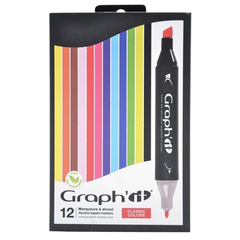 Feutres Graph It couleurs Classic Marqueurs à Alcool Double Pointe Biseau et Fine