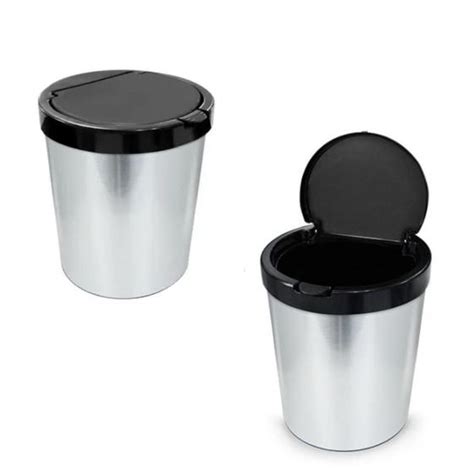 Lixeira Cesto Lixo 10 Litros Inox Tampa Click Label Redonda Cor Inox