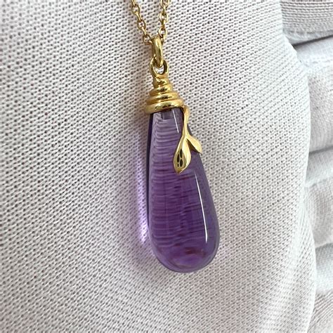 Rare Tiffany And Co Paloma Picasso Olive Leaf Amethyst Gold Drop