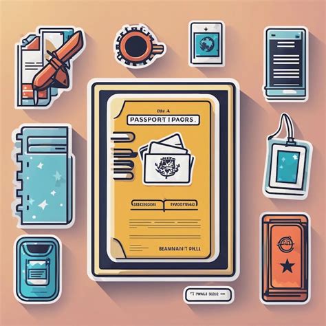 Passport And Boarding Pass Vector Flat Icon Design Premium Ai