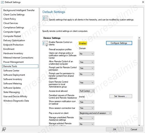 Sccm Remote Control Yapılandırması