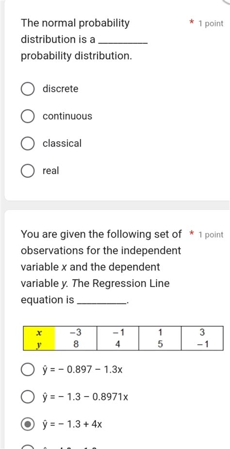 The Normal Probability 1 Point Distribution StudyX