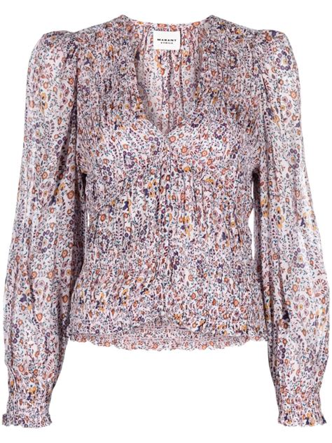 Marant Étoile Floral Print Silk Blouse Farfetch