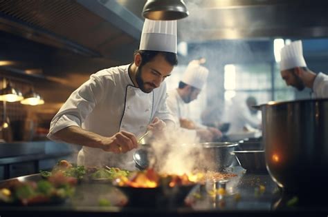 Premium Photo Chefs Working In A Bustling Commercial Kitchen