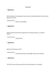 CSCI 651 Final Exam Docx Final Exam Question 1 Which Technique Of