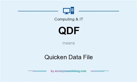 Qdf Quicken Data File In Computing And It By