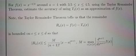 solved for f x x1 3 find the taylor series approximation