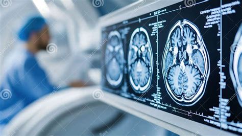 Brain Mri Scan Displayed On Medical Monitor Stock Illustration