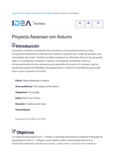 proyecto ascensor con arduino pdf