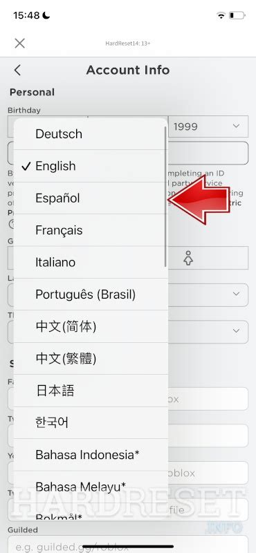 Change Language Roblox