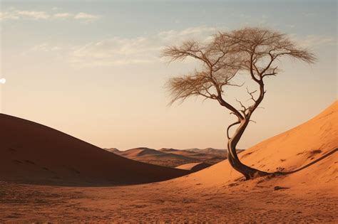 Lonely Dty Tree In The Desert Lunar Landscape In The Dashte Lut Desert