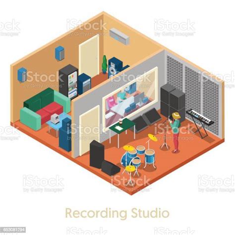 아이소메트릭 음악 녹음 스튜디오 인테리어 녹음실에 대한 스톡 벡터 아트 및 기타 이미지 녹음실 등측투영법 Live Event Istock