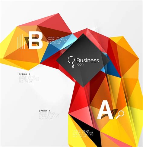 Premium Vector Colorful Triangle Mosaic 3d Geometric Object With Infographics Vector Abstract