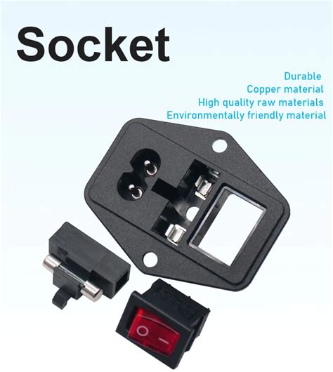 Iec 320 C8 Power Cord Inlet Socket Receptacle Connector With On Off
