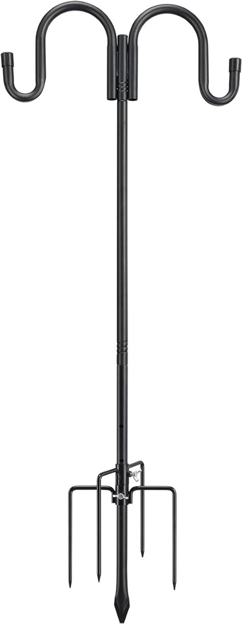 Fly Hawk Black Double Shepherds Hook 92 Inch Adjustable Bird Feeder
