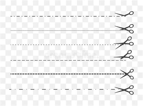 Scissors Cut Lines White Background Vector Illustration Stock
