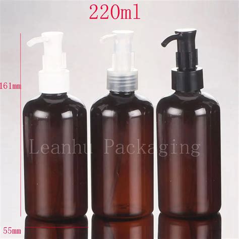 220ml Brown Round Cleansing Oil Pump Plastic Bottles For Hair Massage