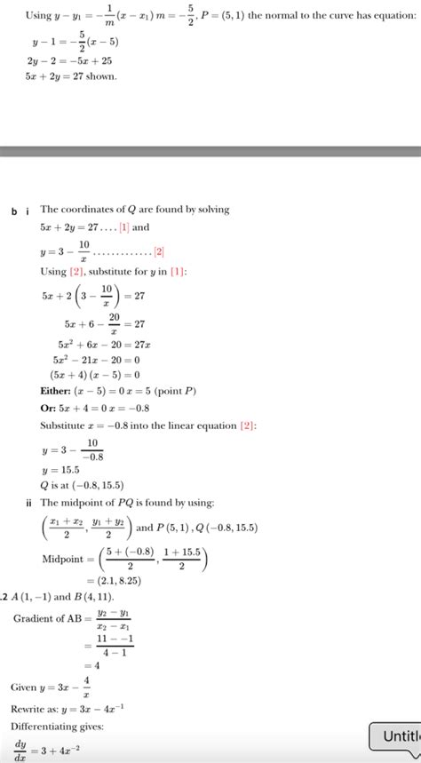 9709 p1 differentiation exercise 4 and mixed exercise worked solutions