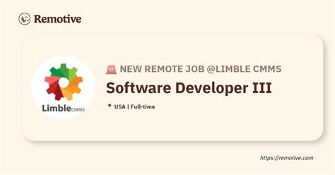 Hiring Software Developer Iii Limble Cmms
