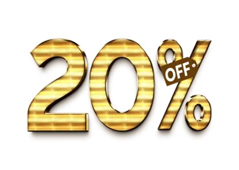 20 Percent Off 3d Golden Shiny Golden Number 20 Off 20 Percent 20