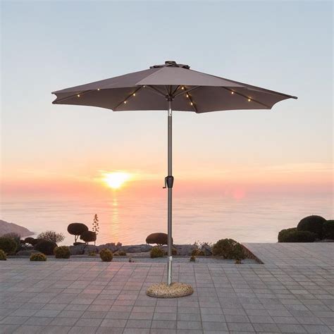 LED-Alu-Sonnenschirm in Grau