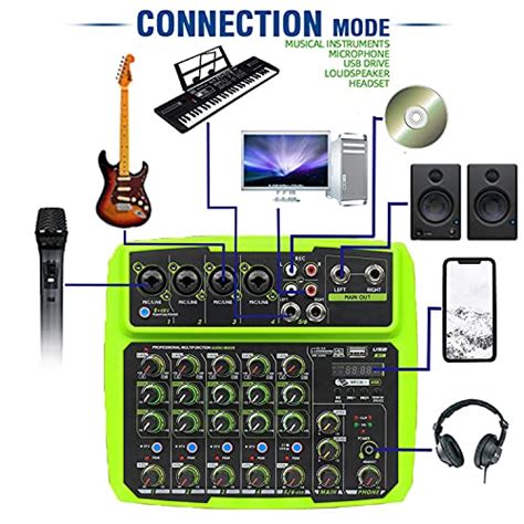 6 Channel Audio Mixer Interface DJ Controller With USB For Live Streaming Bluetooth Sound Card