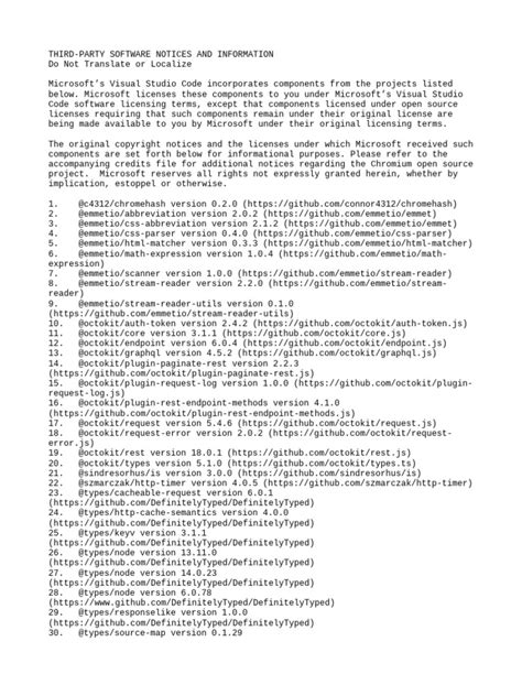 Third Party Notices Pdf Copyright Legal Liability
