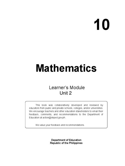 Math10 Lm U2 Pdf Polynomial Factorization