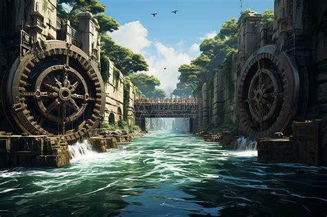 浩渺滔滔大门缓缓开启插画图片下载 正版图片600761446 摄图网