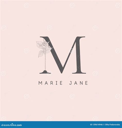 Vector Blooming Floral Initial M Monogram And Logo Stock Vector