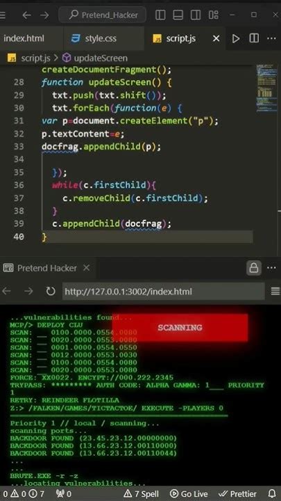 pretend hacker using javascript youtube