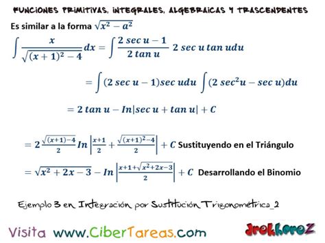 Ejemplos De Integración Por Sustitución Trigonométrica Cálculo