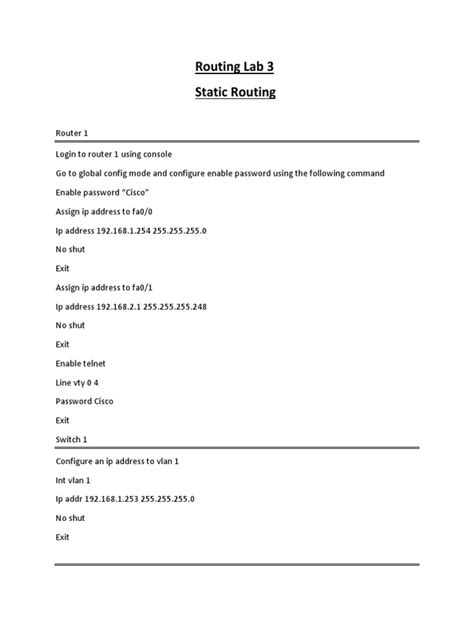 Routing Lab 3 Static Routing Pdf