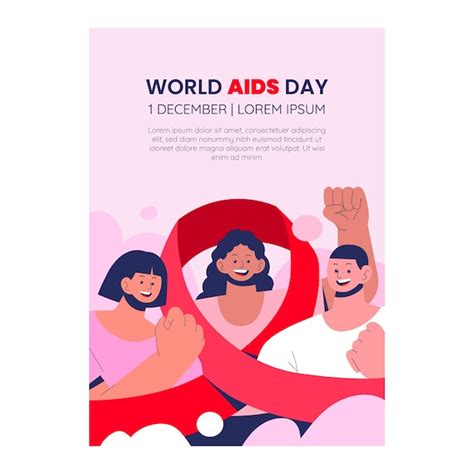 Modelo de cartaz vertical plano para conscientização sobre o Dia Mundial da Aids Vetor Grátis