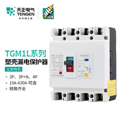 天正 Tgm1l漏保开关4p塑壳断路器带漏电保护100a160a200a250a400a虎窝淘