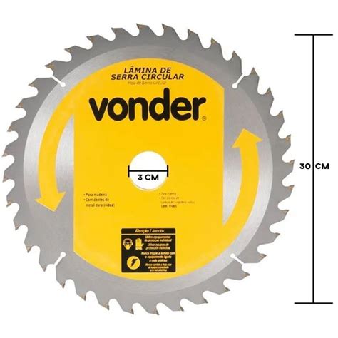Disco Lâmina Para Serra Circular Madeira 12 Polegadas 300mm X 30mm X 48 Dentes Vonder