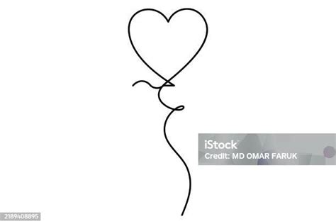 하트 모양의 풍선 하트 풍선 고립 된 벡터 일러스트 레이 션의 연속 한 선 그리기 공휴일에 대한 스톡 벡터 아트 및 기타 이미지 공휴일 낙서 드로잉 날기 Istock
