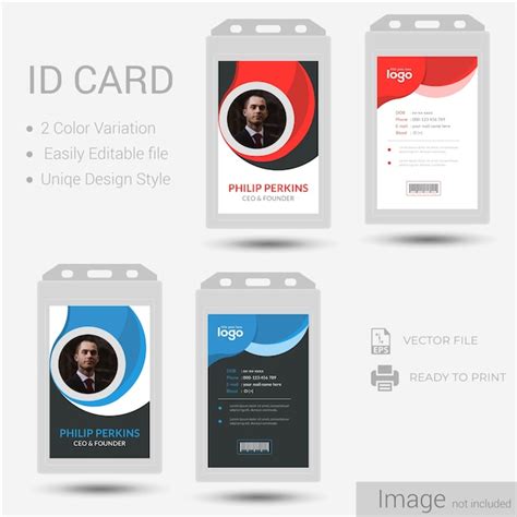 식별 또는 Id 카드 디자인 프리미엄 벡터