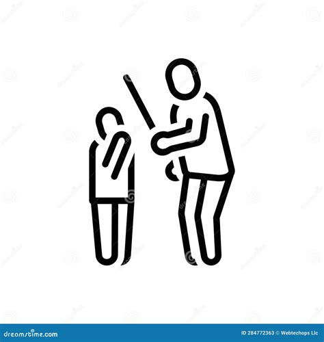 Black Line Icon For Strict Scared And Behavior Stock Vector